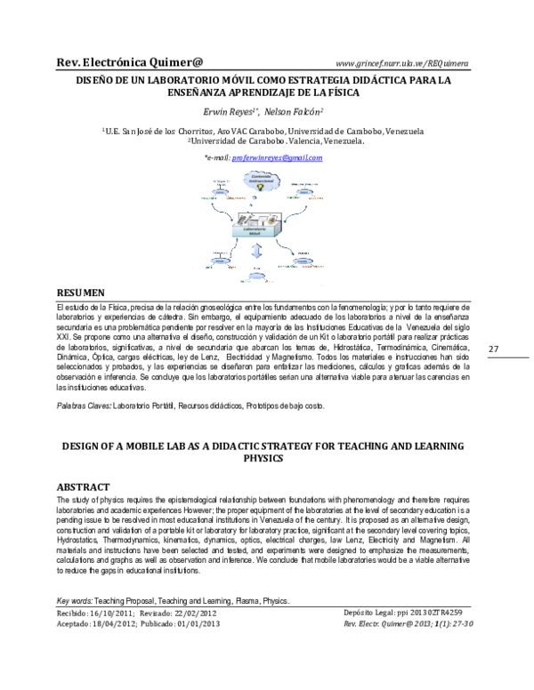 (PDF) Design of a Mobile Lab as a Didactic Strategy for Teaching and ...