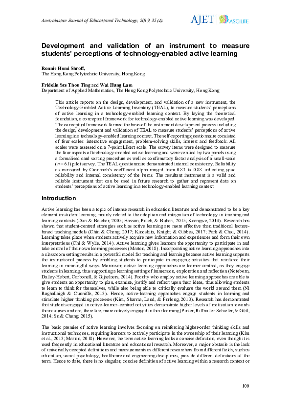 (PDF) Development and validation of an instrument to measure students ...