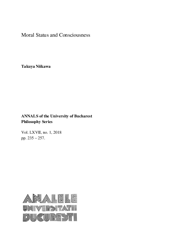 (PDF) Moral Status and Consciousness