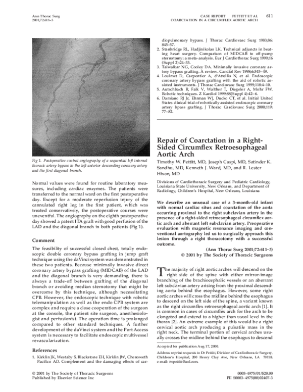(PDF) Repair of coarctation in a right-sided circumflex retroesophageal ...