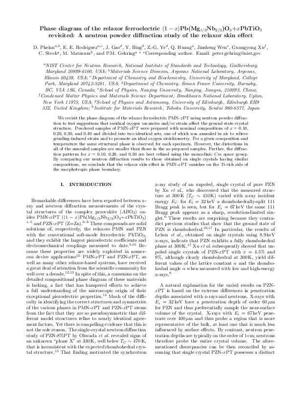 (PDF) Phase diagram of the relaxor ferroelectric (1 −x)Pb(Mg1/3Nb2/3)O3 ...