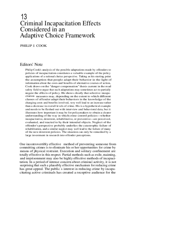 (PDF) Criminal Incapacitation Effects Considered in an Adaptive Choice ...