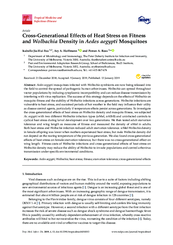 (PDF) Cross-Generational Effects of Heat Stress on Fitness and ...