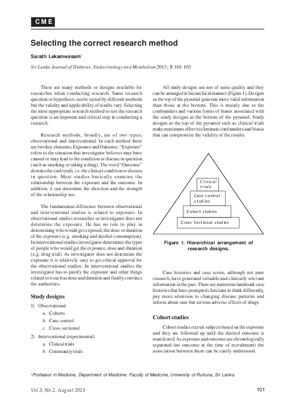(PDF) Selecting the correct research method