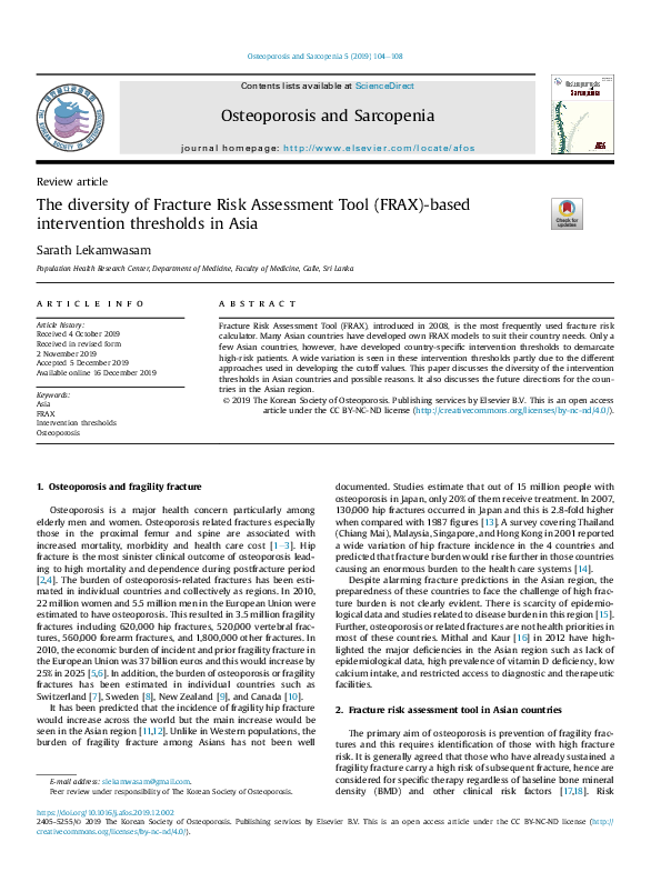 (PDF) The diversity of Fracture Risk Assessment Tool (FRAX)-based ...