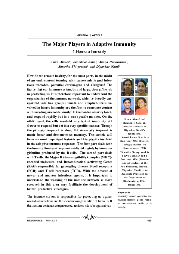 (PDF) The major players in adaptive immunity