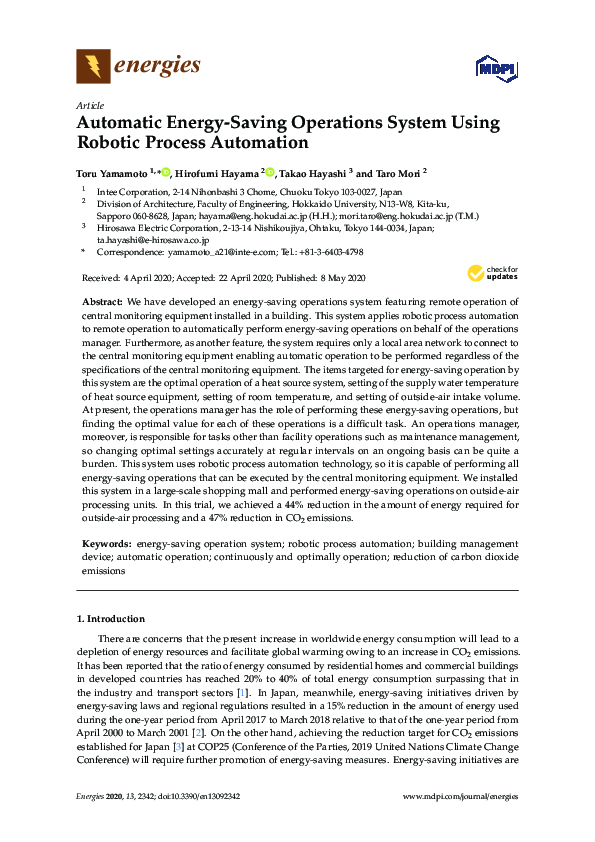 (PDF) Automatic Energy-Saving Operations System Using Robotic Process Automation
