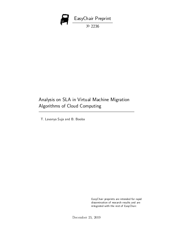 (PDF) Analysis on SLA in Virtual Machine Migration Algorithms of Cloud Computing