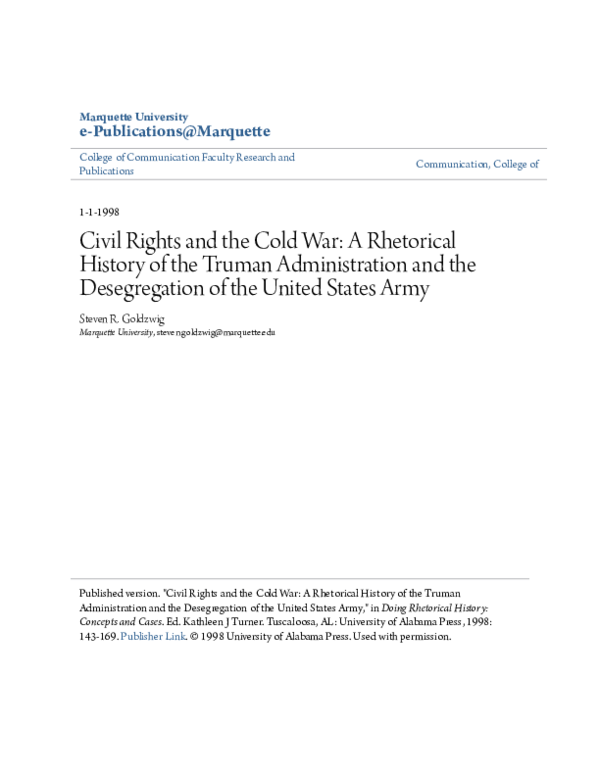 (PDF) Civil Rights and the Cold War: A Rhetorical History of the Truman ...