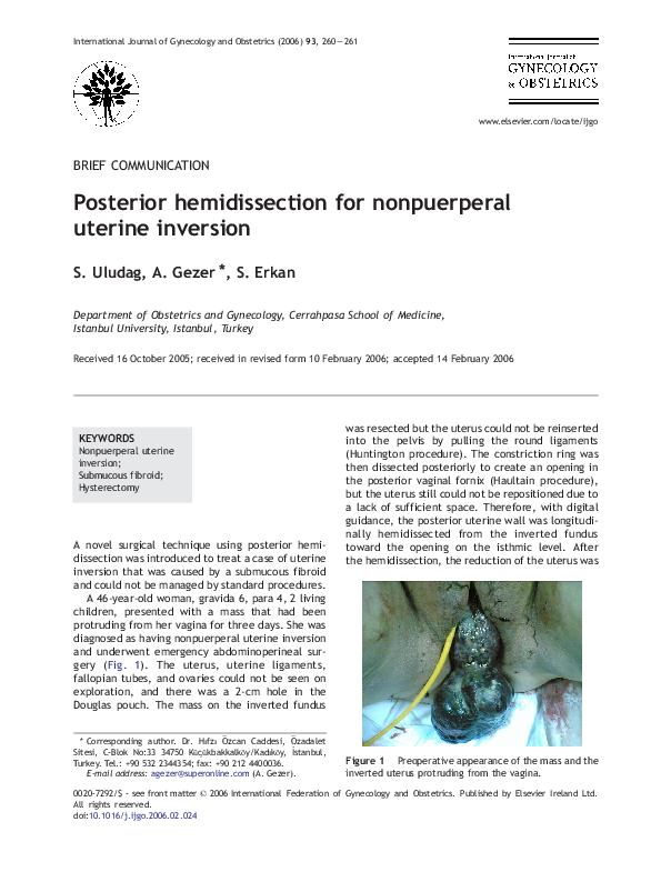 (PDF) Posterior hemidissection for nonpuerperal uterine inversion