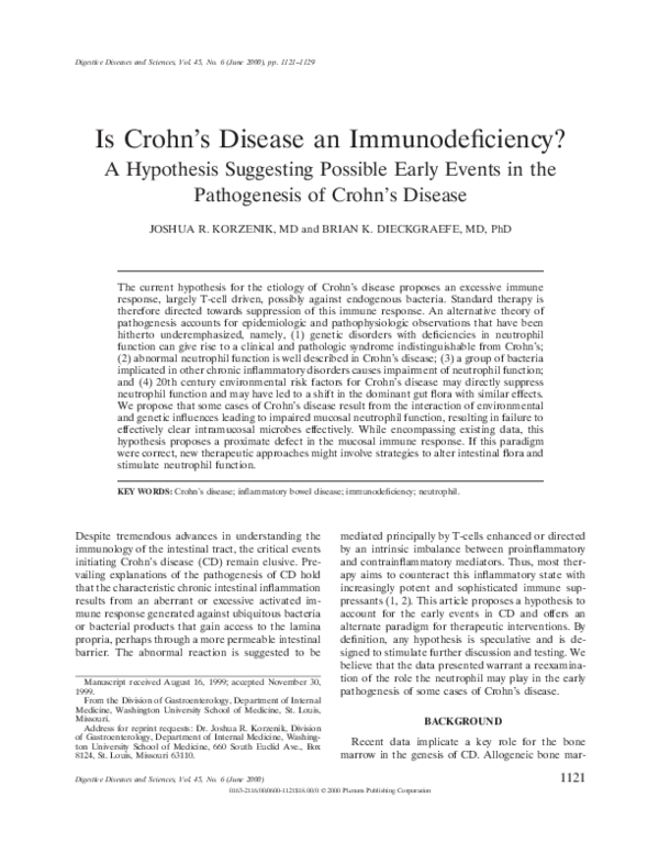 (PDF) Is Crohn's Disease an Immunodeficiency?