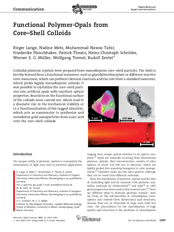 (PDF) Functional Polymer-Opals from Core–Shell Colloids