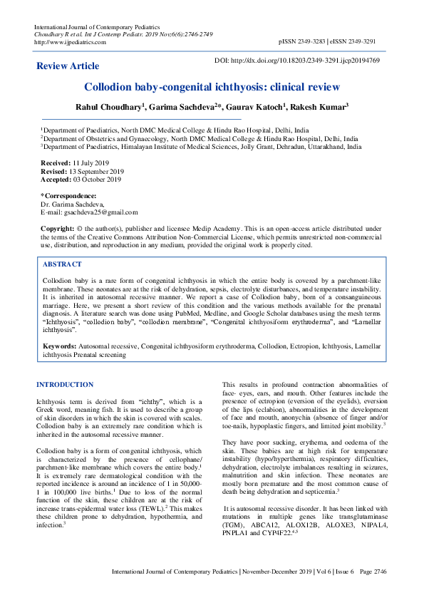 (PDF) Collodion baby-congenital ichthyosis: clinical review | garima ...