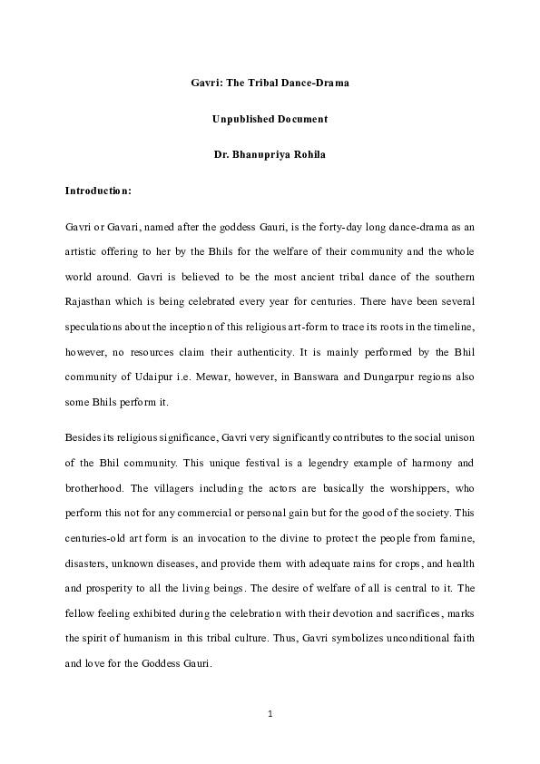 (PDF) GAVRI: THE TRIBAL DANCE-DRAMA