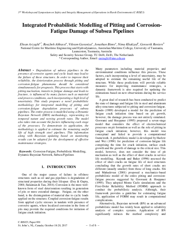 (PDF) Integrated probabilistic modelling of pitting and corrosion ...