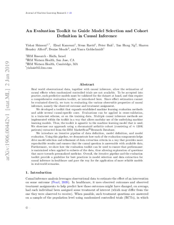 Pdf An Evaluation Toolkit To Guide Model Selection And Cohort