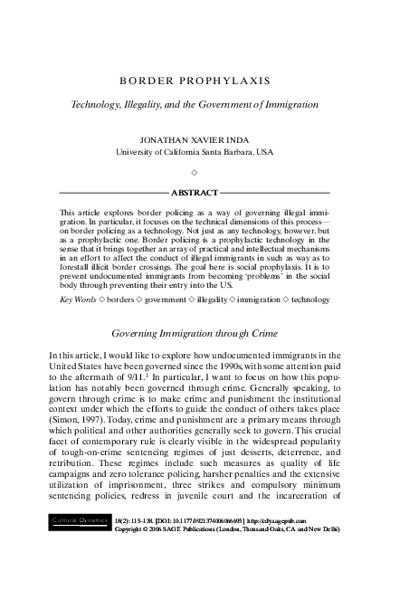 (PDF) Border Prophylaxis: Technology, Illegality, and the Government of ...