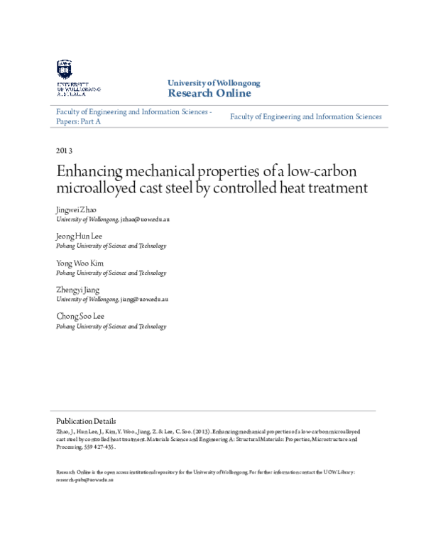 (PDF) Enhancing mechanical properties of a low-carbon microalloyed cast ...