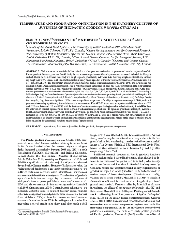 (PDF) Temperature and Food-Ration Optimization in the Hatchery Culture ...