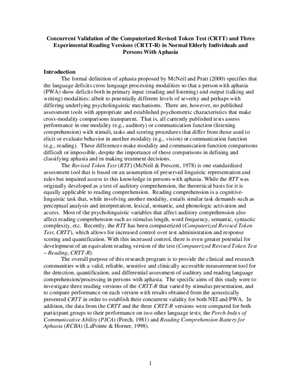 (PDF) Concurrent Validation of the Computerized Revised Token Test ...