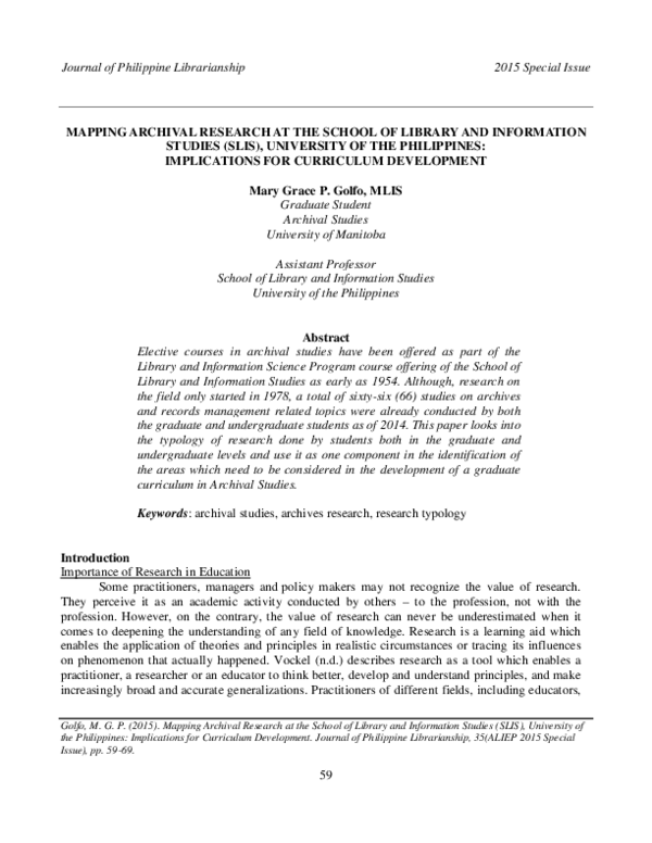 (PDF) Mapping Archival Research at the School of Library and ...
