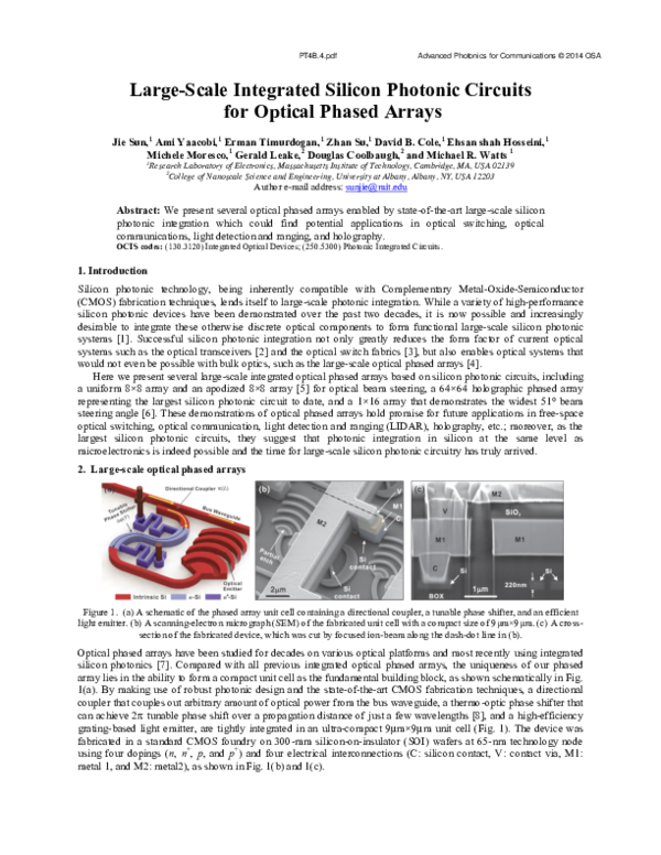 (PDF) Large-Scale Integrated Silicon Photonic Circuits for Optical ...
