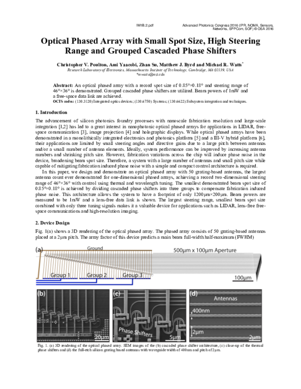 (PDF) Optical Phased Array with Small Spot Size, High Steering Range and Grouped Cascaded Phase ...