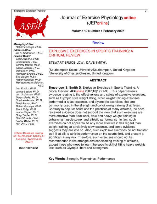 (PDF) Explosive exercises in sports training: a critical review