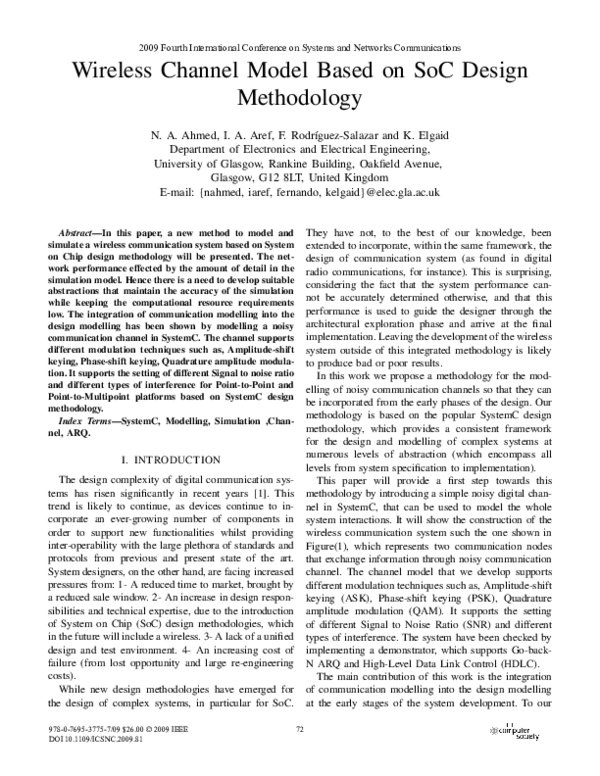 (PDF) Wireless Channel Model Based on SoC Design Methodology