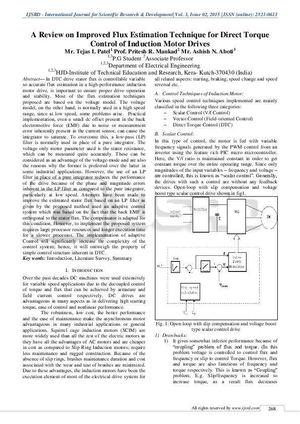 Pdf A Review On Improved Flux Estimation Technique For Direct Torque