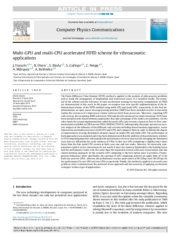 (PDF) Multi-GPU and multi-CPU accelerated FDTD scheme for vibroacoustic applications