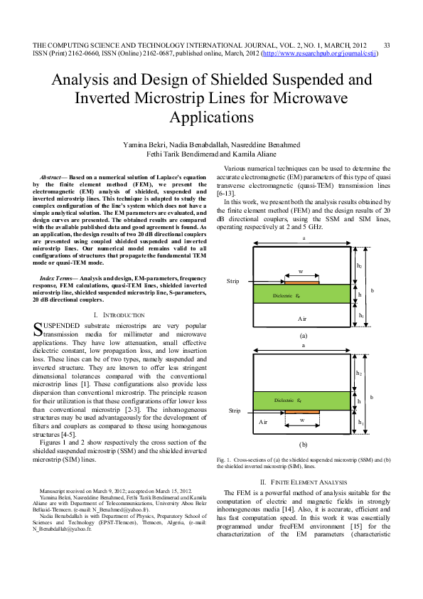 (PDF) Analysis and Design of Shielded Suspended and Inverted Microstrip ...