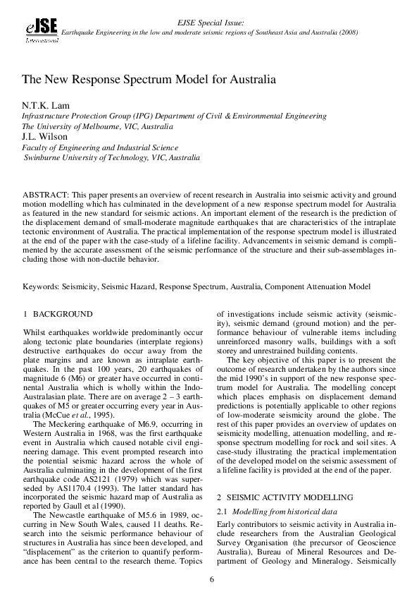 (PDF) The new response spectrum model for Australia