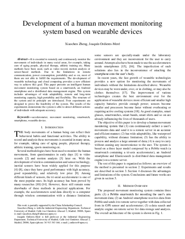 (PDF) Development of a human movement monitoring system based on ...