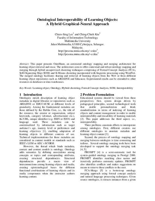 (PDF) Ontological interoperability of learning objects: a hybrid graphical-neural approach