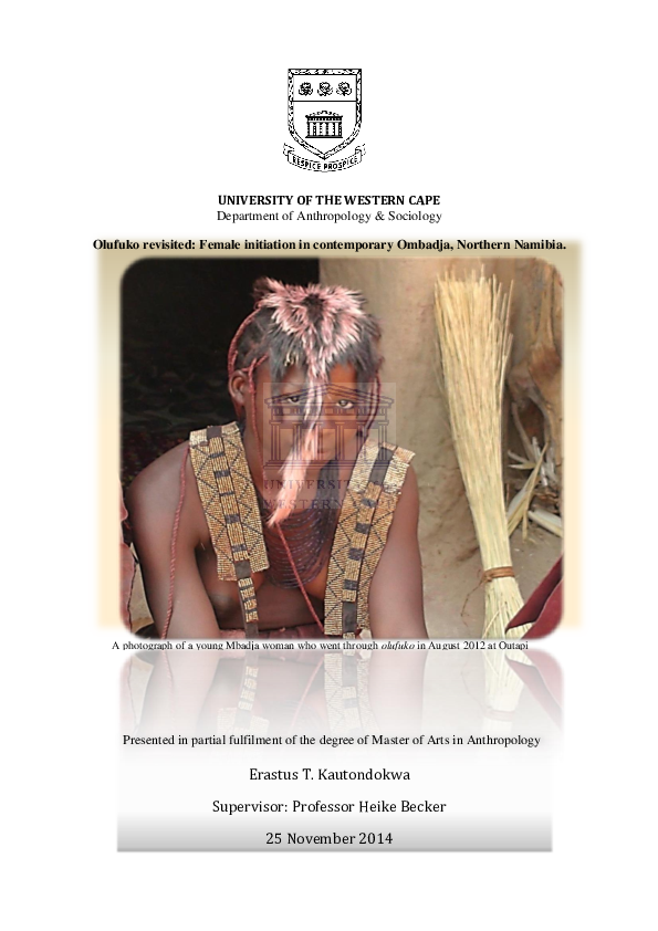(PDF) Olufuko revisited: female initiation in contemporary Ombadja ...