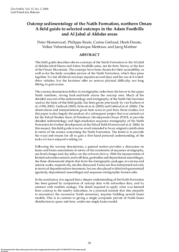 (PDF) Outcrop sedimentology of the Natih Formation, northern Oman: A ...
