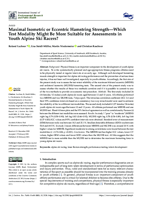 (PDF) Maximal Isometric or Eccentric Hamstring Strength—Which Test ...