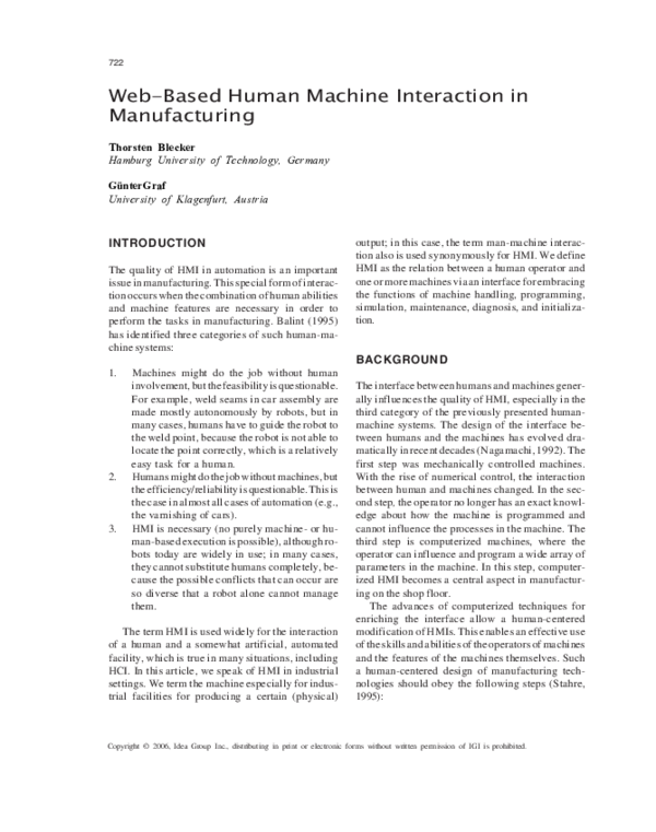 (PDF) Web-Based Human Machine Interaction in Manufacturing