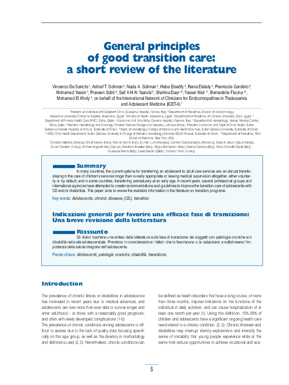 (PDF) General principles of good transition care: a short review of the ...