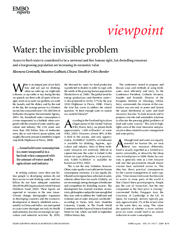 (PDF) Water: the invisible problem