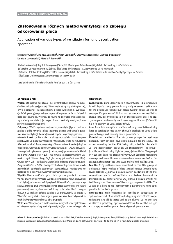 (PDF) ANESTEZJOLOGIA I INTENSYWNA TERAPIA Application of various types ...