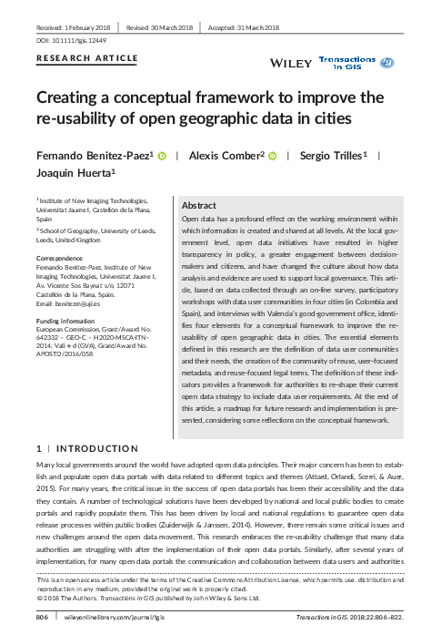 (PDF) Creating a conceptual framework to improve the re-usability of open geographic data in cities