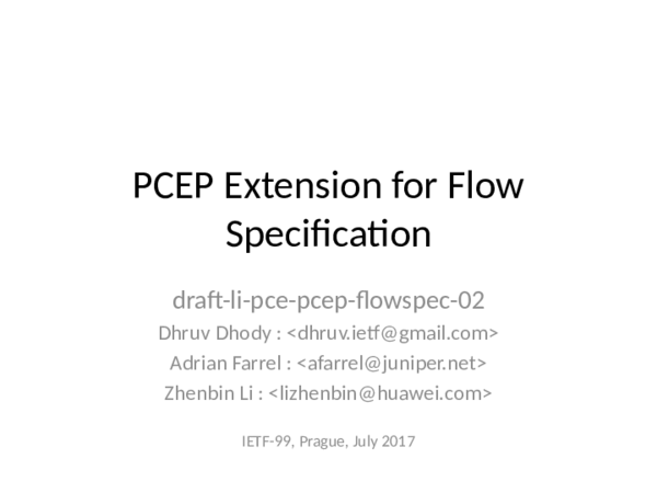 (PDF) PCEP Extension for Flow Specification