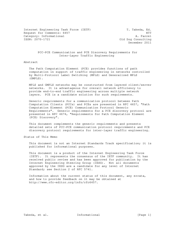 Pdf Pcc Pce Communication And Pce Discovery Requirements For Inter Layer Traffic Engineering