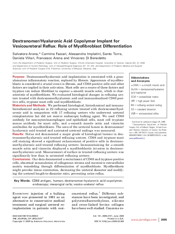 (PDF) Myofibroblast Role in VUR via Dextranomer