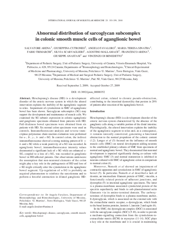 (PDF) Abnormal distribution of sarcoglycan subcomplex in colonic smooth ...