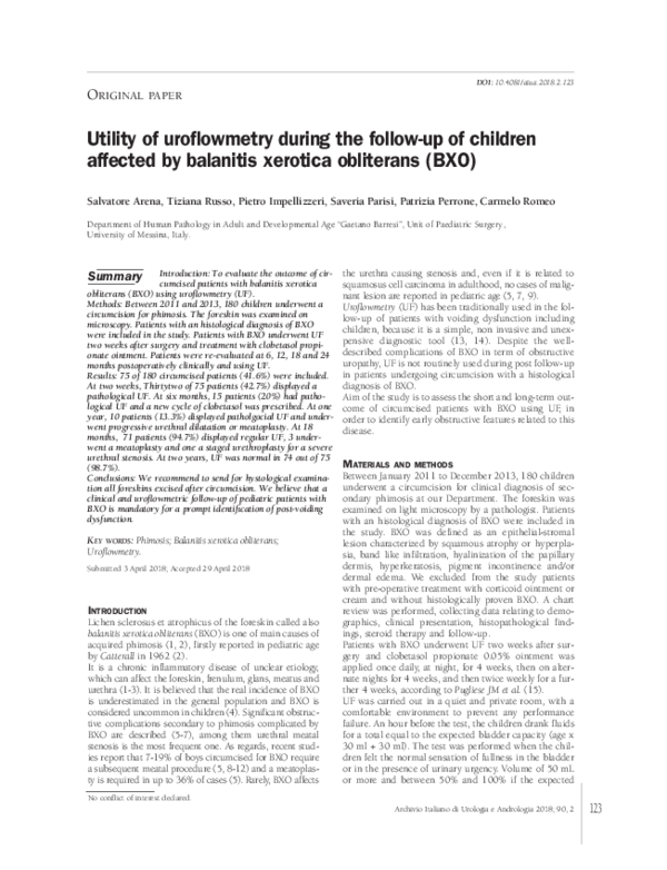 Utility of uroflowmetry during the follow-up of children affected by ...