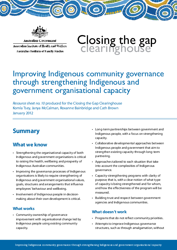(PDF) Improving Indigenous community governance through strengthening ...