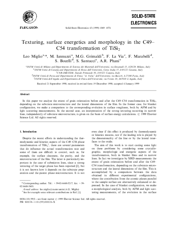 (PDF) Texturing, surface energetics and morphology in the C49–C54 ...